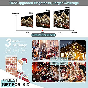 ALOVECO Christmas Projector Lights Outdoor, LED Snowflake Projector Christmas Lights with Remote Rotating Projection Lamp, Waterproof Holiday Decorative Lighting for Xmas Party Garden Gift [Upgrade]