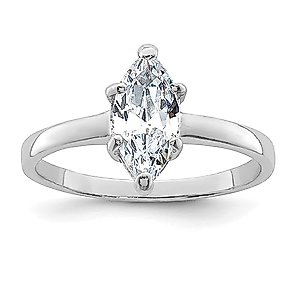 925 Sterling Silver Solitaire Marquise Cubic Zirconia CZ Engagement Ring Size 7