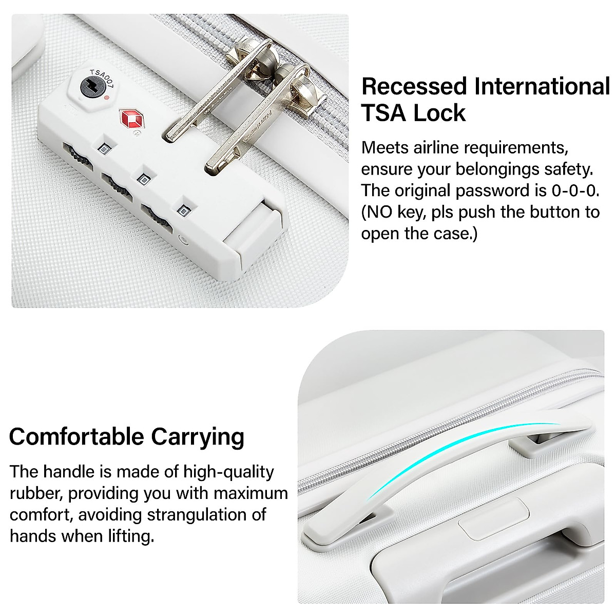 Hanke 24 Inch Checked Luggage with Spinner Wheels Hard Shell Suitcases Lightweight Travel TSA Luggage for Women Men Medium Suitcase(Smoke White)