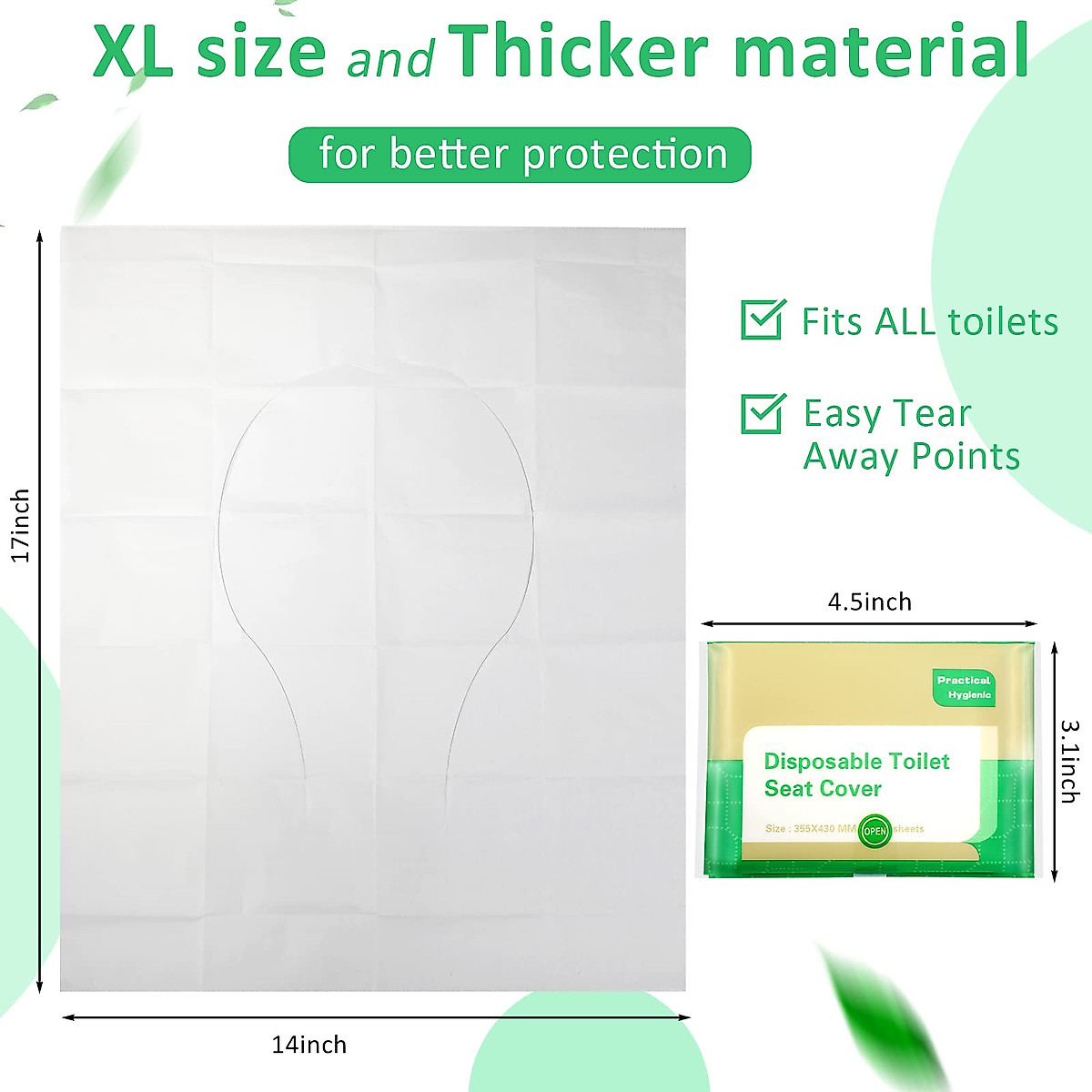 200 Pack Toilet Seat Cover Disposable, Flushable Paper Travel Toilet Seat Cover Portable for Adult and Kids' Potty Training, School, Airplane, Road Trips, Camping and in Public Restrooms
