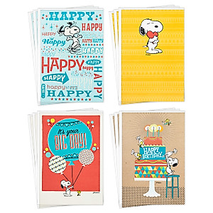 Hallmark Peanuts Birthday Cards Assortment, Snoopy Designs (12 Cards with Envelopes)