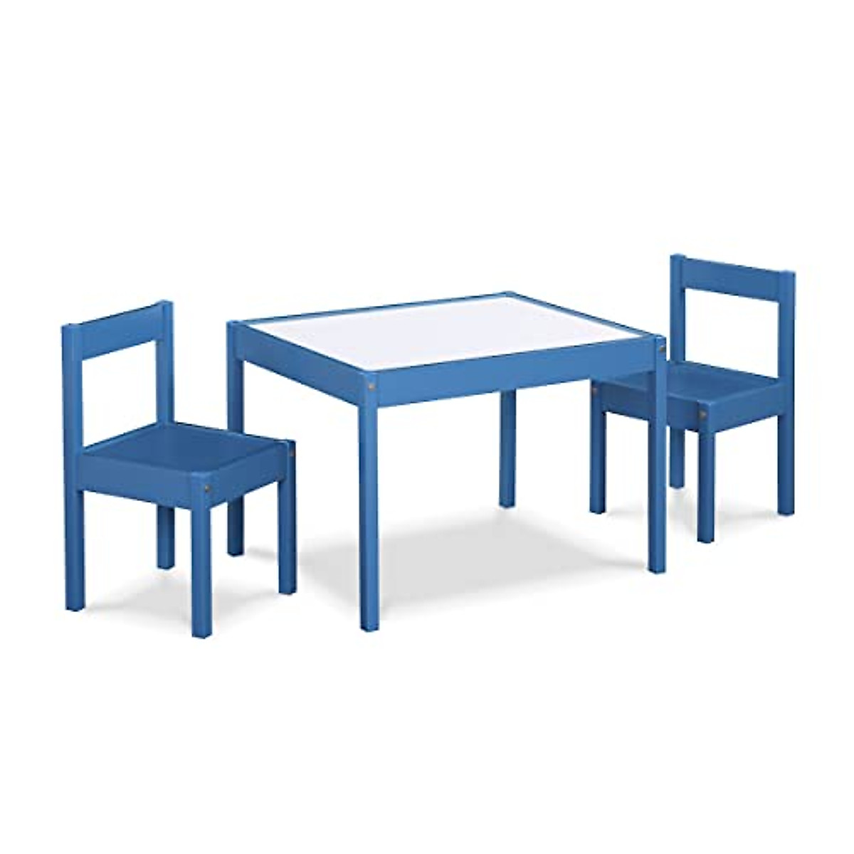 Olive & Opie Gibson 3-Piece Dry Erase Kids Table & Chair Set, Blue