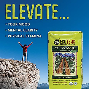ECOTEAS - Organic Unsmoked Yerba Mate Tea Pure Loose Leaf 1Lb Detox Hi Caf Energy