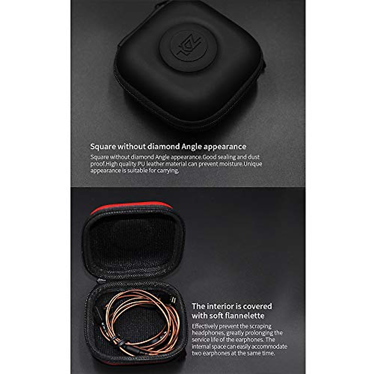 KZ Earphone Case Zipper Headphone Bag USB Cable Accessories Pouch for KZ ZS10 Pro ZSN ED9 ZST Protective Storage Portable Earbuds Carrying Box (Black)