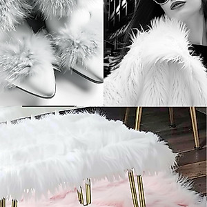 DiaWiew White and Black Faux Fur Ribbon - Ideal for Crafts and DIY Projects - Faux Fur Fabric by The Yard - Suitable for Gnomes Beard Hair Cosplay Costume Dwarf Decoration