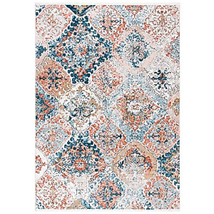 Safavieh Shivan Collection Area Rug - 9' x 12', Blue & Rose, Vintage Design, Non-Shedding & Easy Care, Ideal for High Traffic Areas in Living Room, Bedroom (SHV787M)