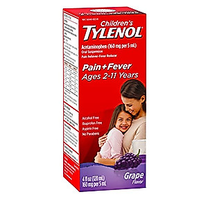 Tylenol Children's Pain + Fever Relief Cold Medicine, Acetaminophen, Grape, 4 fl. oz