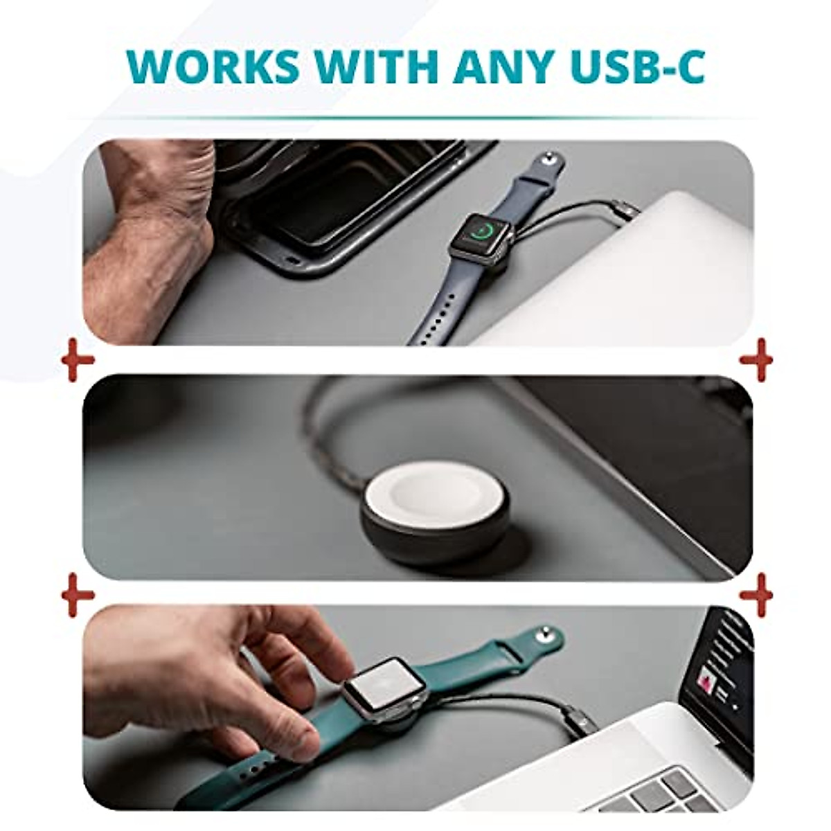 Ampere USB-C Watch Charger - USB C Travel Cable Compatible with Apple Watch Series Ultra/9/8/7/6/5/4/3/2/1/SE (Black)