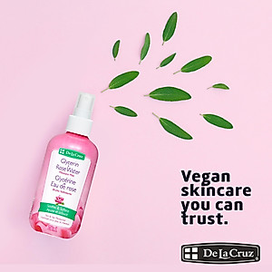 De La Cruz Rose Water and Glycerin Spray for Face - Rosewater Facial Toner and Moisturizer Mist for Skin and Hair 8 fl oz (236 mL)