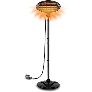 NaoSIn-Ni Electric Garden Patio Heater,Outdoor Freestanding Infrared Halogen Heaters 3 Power Levels Adjustment and IP34 Waterproof Anti-Rollover Protection