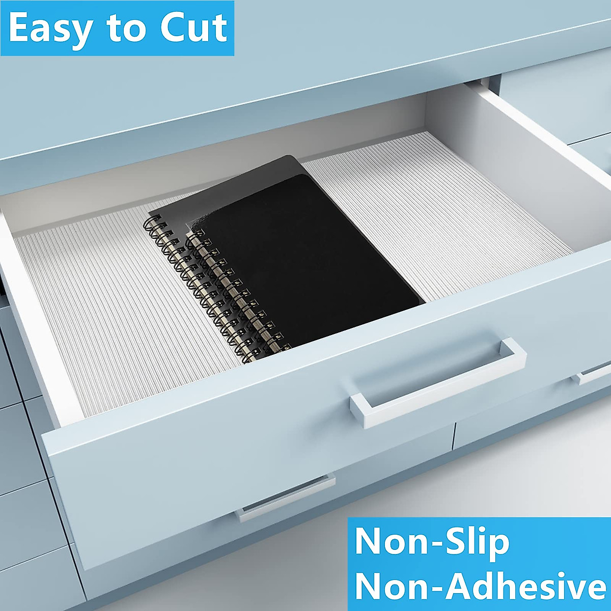 DEAYOU 2 Roll Clear Shelf Liner, 12"x 40 FT EVA Nonslip Drawer Liner, Non-Adhesive Kitchen Liner, Waterproof Pantry Fridge Liner, Oilproof Grip Liner Mat Protector for Table, Rack, Cuttable, Washable