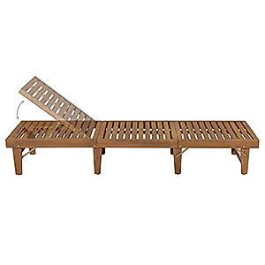 EstaHome Folding Sun Lounger | Foldable Chaise Lounge | Adjustable Outside Patio Sunlounger | Outdoor Wooden Garden Lounge Chair | Weather Resistant Brown Solid Acacia Wood 78.7" x 24" x 11.8"-33.9"