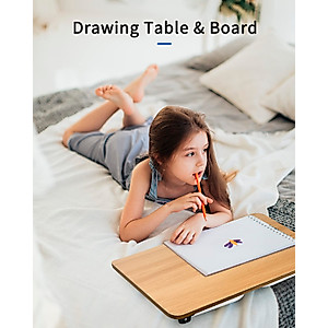 Ruxury Folding Lap Desk Laptop Stand Bed Desk Table Tray, Breakfast Serving Tray, Portable & Lightweight Mini Table, Lap Tablet Desk for Sofa Couch Floor - Wood