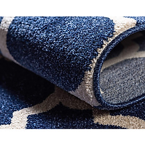 Unique Loom Trellis Collection Area Rug - Philadelphia (8' x 11' Rectangle Dark Blue/Navy Blue)