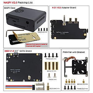 Geekworm NASPi V2.0 2.5 inch SATA HDD/SSD NAS Storage Kit with Safe Shutdown & Auto Power On Function for Raspberry Pi 4 Model B(Not Include Raspberry Pi 4)
