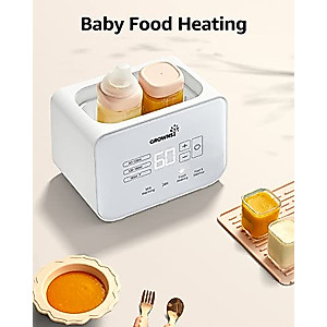 Baby Bottle Warmer, Gronwsy 8-in-1 Fast Milk Warmer with Timer Breastmilk or Formula, Fits 2 Bottles, Accurate Temperature Control, with Defrost, Sterili-zing, Keep, Heat Baby Food Jars Function