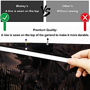 Blukey Black Parade Float Foil Fringe Skirting Decorations- Pack of 2 - Each 10 Feet by 15 Inch, Metallic Tinsel Drapes Garland Party Supplies for Bridal Shower, Bachelorette, Easter Day, Halloween