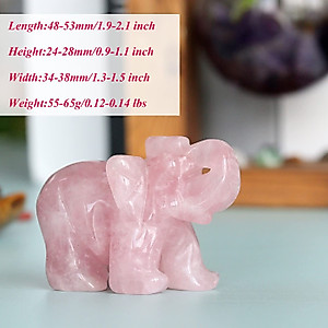 2" Rose Quartz Elephant Decor Healing Crystal Cute Polished Natural Stone Hand-Carved Big Pink Sculpture Statue Figurines Gemstone Energy Hippie Home Room Office Desk Decoration Gifts for Women Men