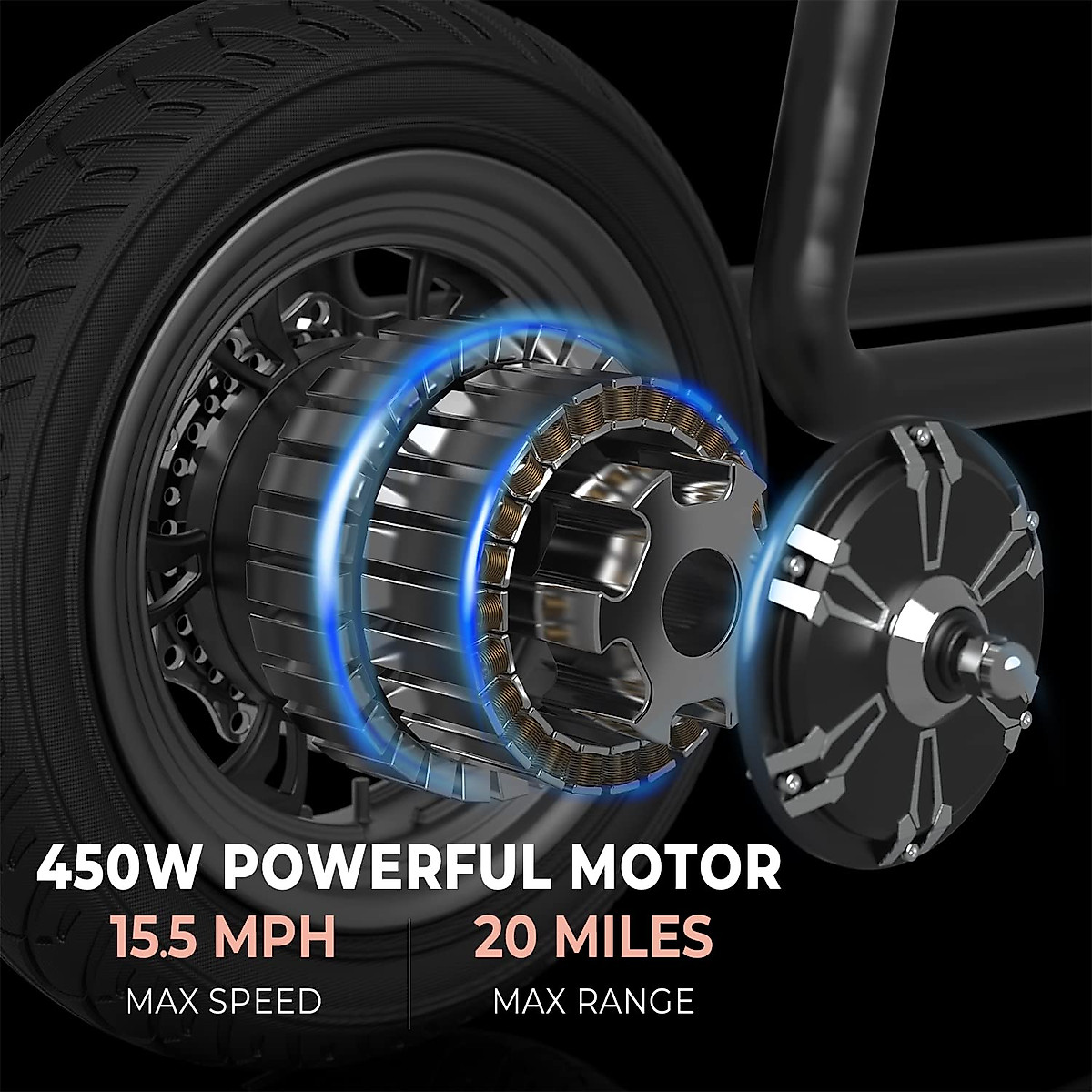 Phantomgogo Commuter R1 - Electric Scooter for Adults - Foldable Scooter with Seat & Carry Basket - 450W Brushless Motor 36V - 15MPH 265lbs Max Load E Mopeds for Adults (Black)