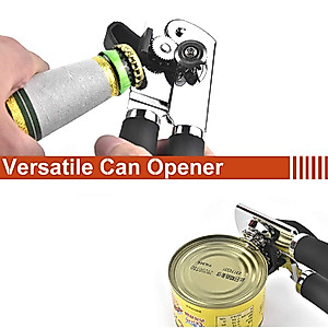 Hicook Can Opener Manual Can Opener Smooth Edge Can Openers for Seniors and Arthritis Heavy Duty With Ergonomic Handle Ultra Sharp Safe Ideal for Commercial Beer Bottle Opener
