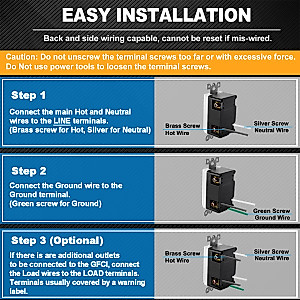 (10 Pack) UNIELE Non-Tamper Resistant GFCI Receptacle Outlet, 15 Amp Ground Fault Circuit Interrupter, GFI Outlets with LED Indicator, Wallplate Included, ETL Listed