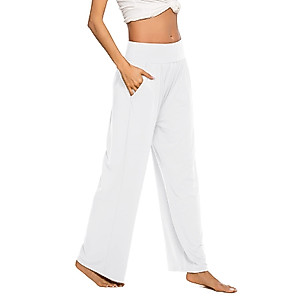 ZJCT Womens Yoga Sweatpants Comfy Loose Casual Wide Leg Lounge Joggers Pants with Pockets White M