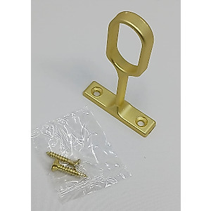 Center Oval Wardrobe Rod Tub Support Bracket with Installation Screws - 15 x 30 mm (Matte Brass)