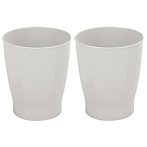 mDesign Plastic Slim Round Small 1.25 Gallon Trash Can, Wastebasket, Garbage Container Bin for Bathroom, Bedroom, Kitchen, Home Office, and Kids Room Waste Use - 2 Pack - Light Gray