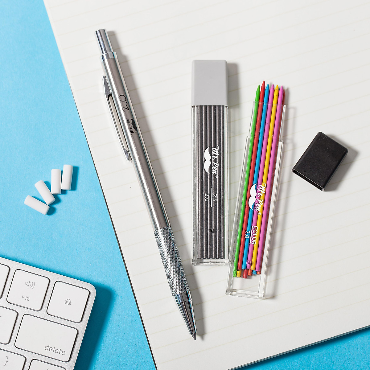 Mr. Pen- Mechanical Pencil, Metal, 2mm, Drafting Pencil, Metal Mechanical Pencils, Drawing Mechanical Pencils, Lead Holder, 2mm Mechanical Pencil, Mechanical Drawing Pencils, Thick Mechanical Pencil