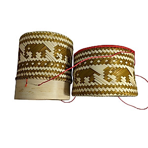 Heavens Tvcz Bamboo Sticky Laos Rice Serving Basket Elephant Handmade ''KRA-Tip'' Thai Weave Wickerwork with Vegetable Based Dye Serving Travel Picnic Keeping Sticky After Steaming Keep Sticky Warm