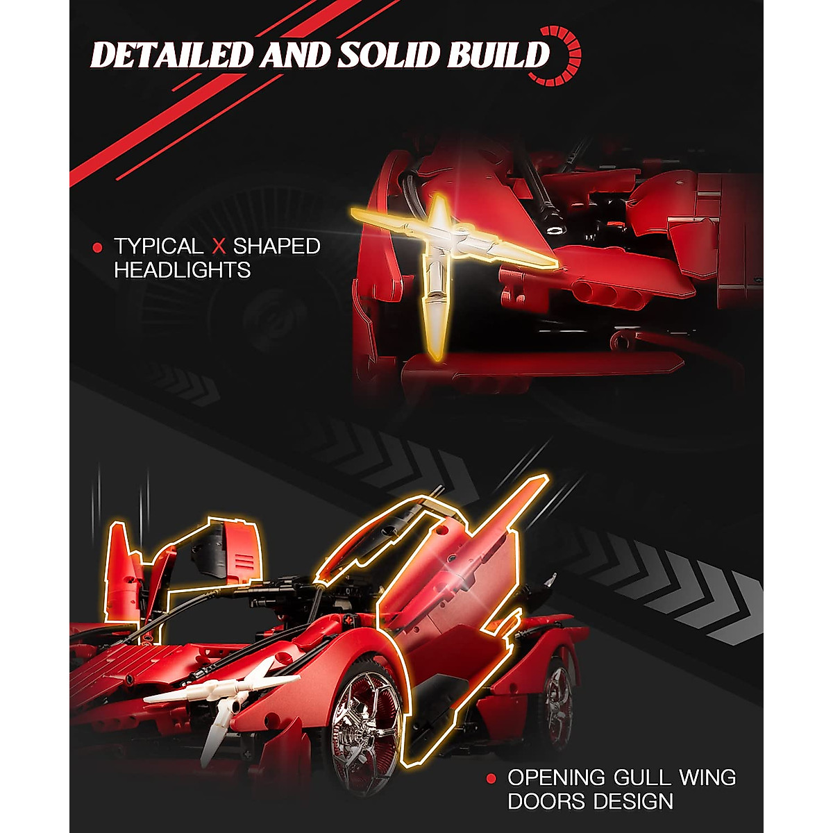 DOSCOR Apello EVO Sports Car Building Kit,1:8 Scale Technical Super Car Building Blocks Set for Adults,Men&Teens,Adult Collectible Model and Engineering Toy(3669+ Pcs)
