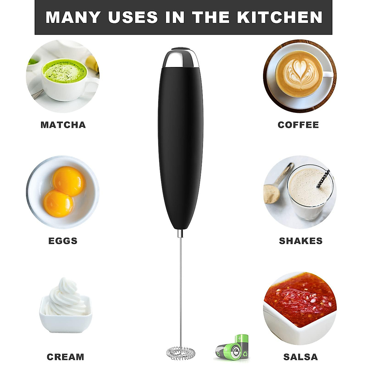 Milk Frother, Hand Mixer, Frother for Coffee, Anteday Battery Operated (Not Included) Electric Mini Matcha Whisk Hand Coffee Frother Electric Drink Stirrer for Lattes, Cappuccino, Hot ChocolateHe