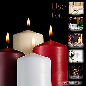 SPAAS White Pillar Candles - 4 Pack | 2x3” Small Pillar Candles for Lantern Home Décor, Kitchen Decoration, Fireplace, Wedding Aesthetic, Centerpiece | Non Scented Decorative Pillar Candles