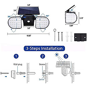 Fitybow Solar Lights Outdoor, Solar Security Lights with Motion Sensor 56 LED Solar Spotlight Lights Waterproof Solar Powered Wall Light Dual Head 360°Rotatable for Yard Garage Patio (2Pack)