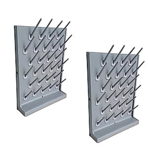JAYEUW 2Pcs Lab Drying Rack, Wall-Mount Laboratory Glassware Drying Rack, 27 Pegs Lab Drying Draining Rack, w/Tray Hole+Water Outlet Hose (US Stock)