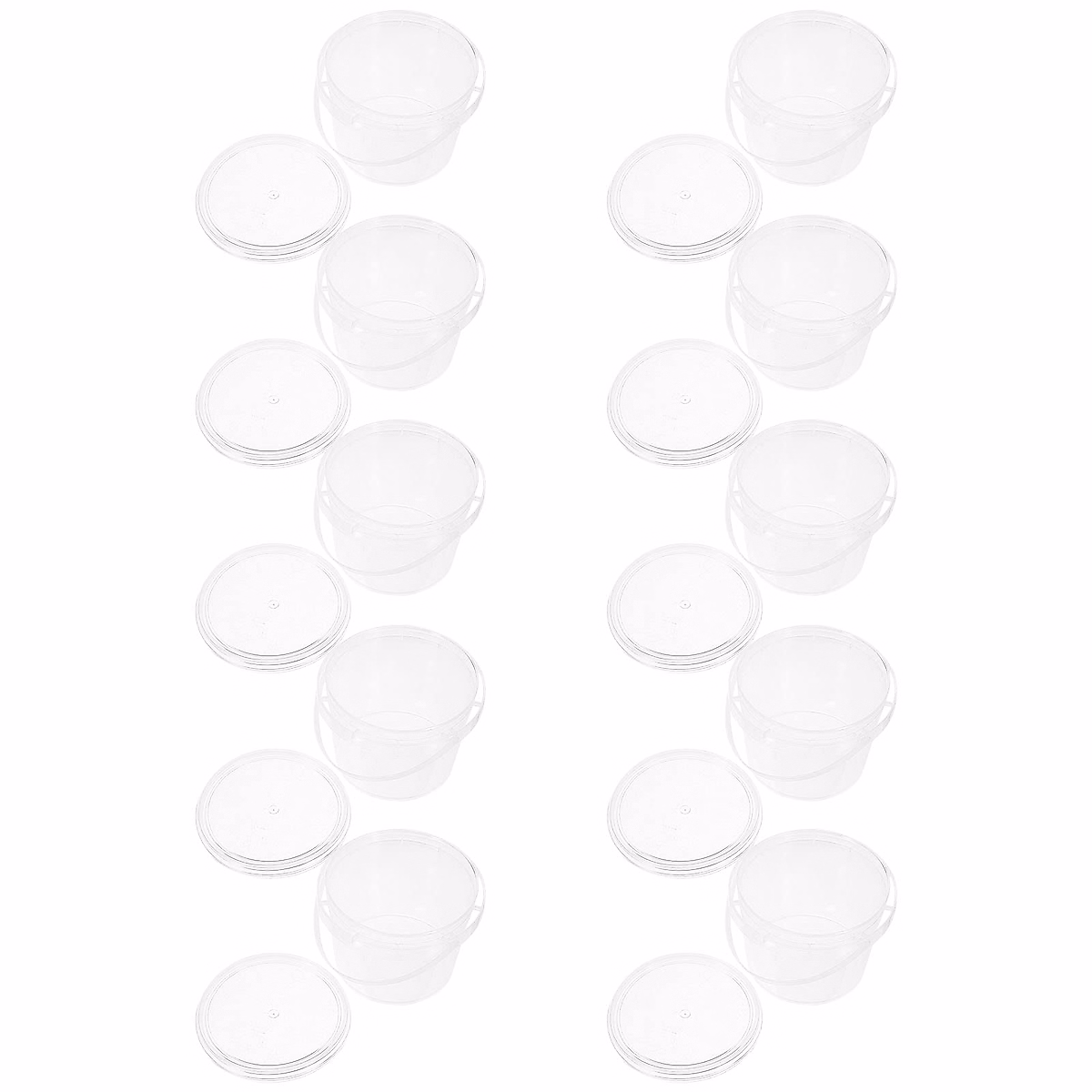 LUOZZY 10 Pcs Small Clear Plastic Buckets with Lids and Handles Ice Cream Buckets Airtight Food Storage Bucket with Lids for Kitchen (0.5 Liter)