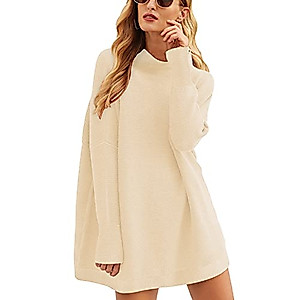 ANRABESS Women Oversized Turtleneck Sweaters 2023 Fall Trendy Long Sleeve Casual Loose Fit Baggy Chunky Rib Knit Slouchy Tunic Sweater Dress Warm Winter Clothes A277-kaqi-S Apricot
