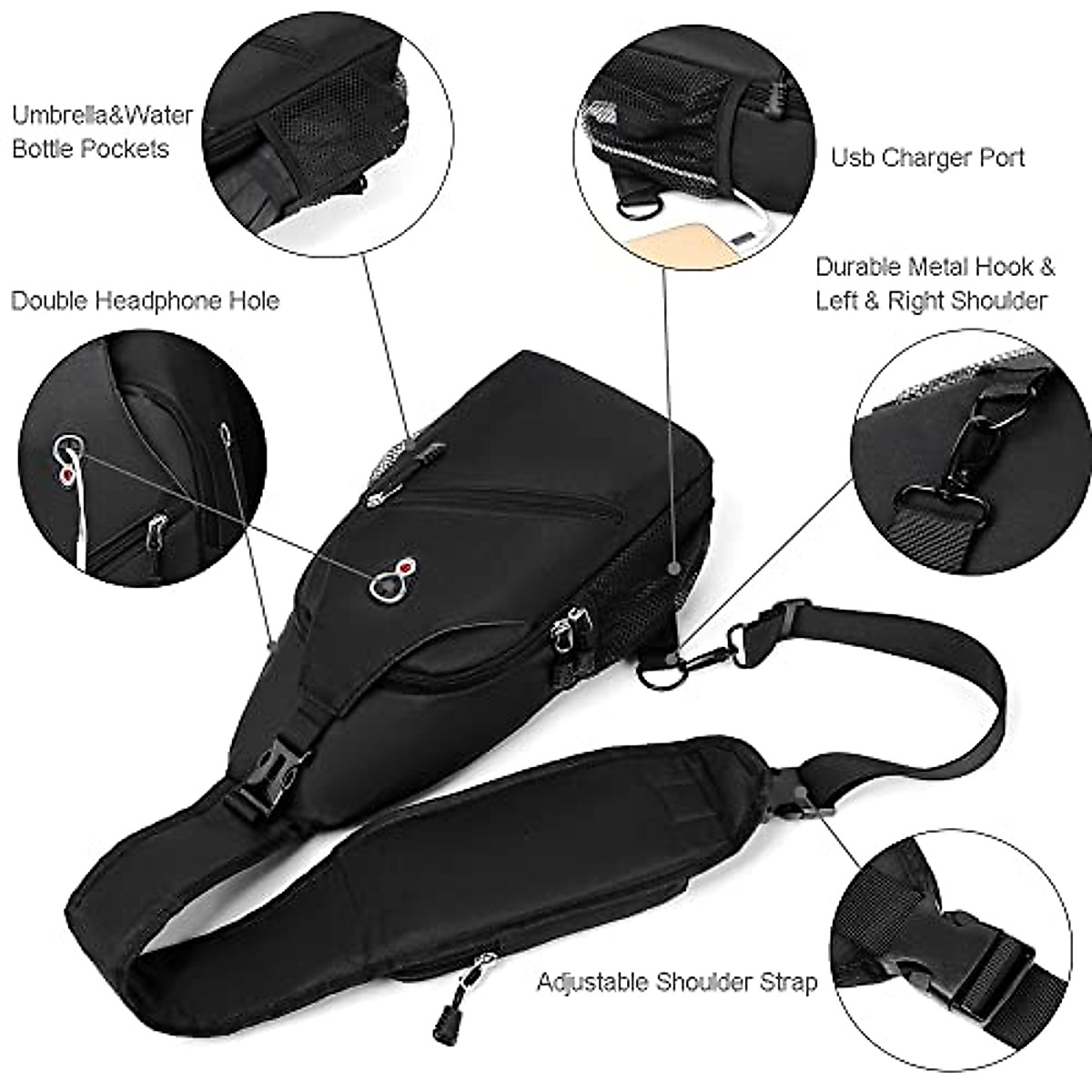 NUFR Sling Bag Sling Backpack Crossbody Backpack for Women Men Waterproof Chest Shoulder Bag Daypack for Hiking Walking Travel (Red)