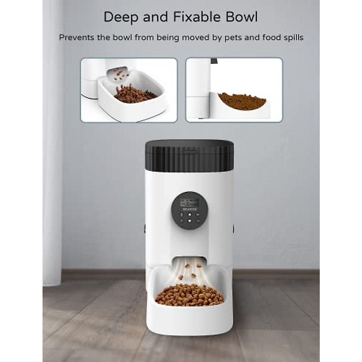 SHANDII Automatic Cat Feeder, 4L Programmable Pet Food Dispenser with Timer and Portion Control, 1-4 Meals per Day, Button-Lock Lid with Desiccant Bag, 10s Voice Recorder, BF40