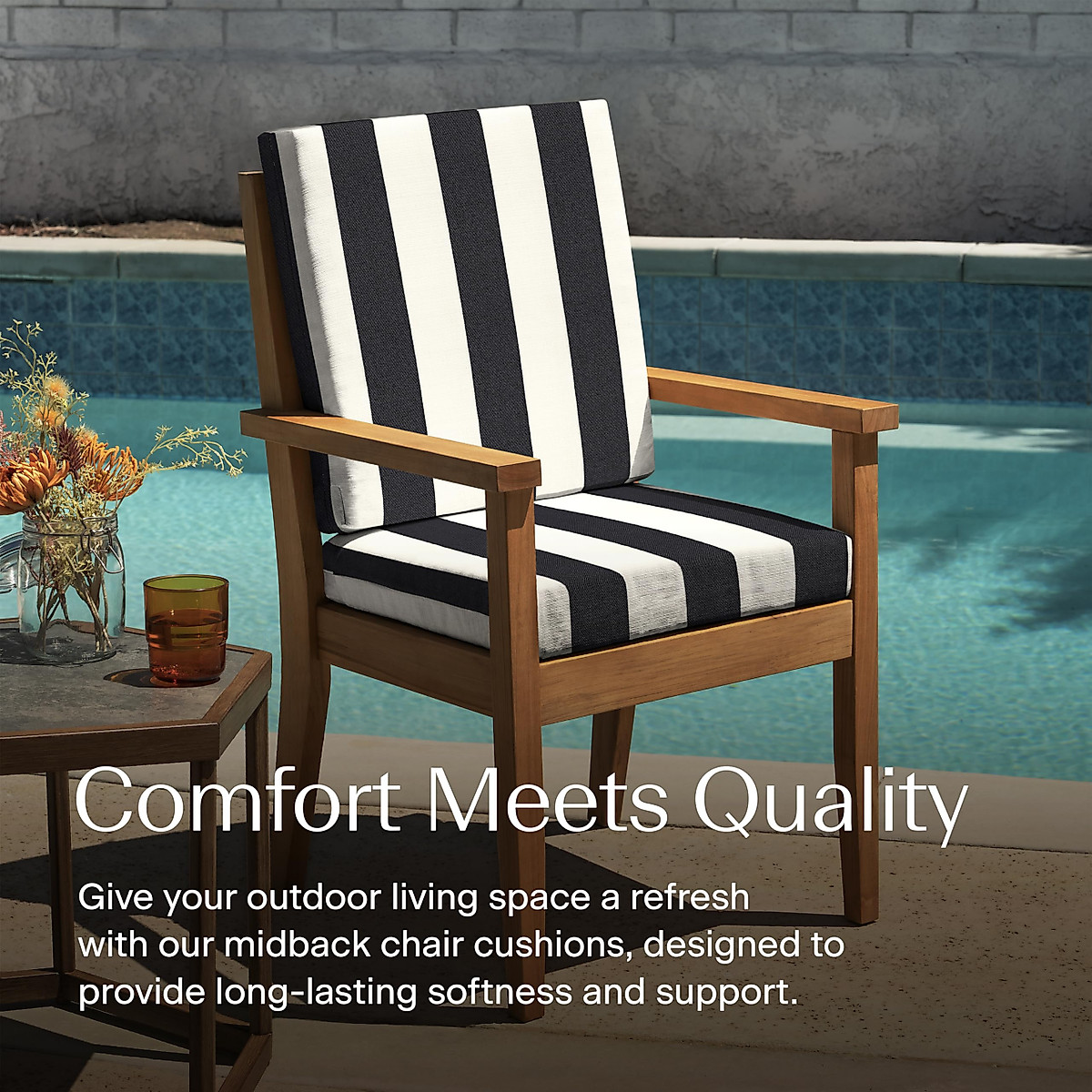 Honeycomb Outdoor Midback, 18.5" W x 17" D, Textured Solid Almond Outdoor Chair Cushion