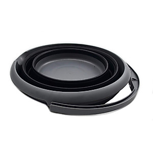 SAMMART 2 pcs Set : 36L (9.5 Gallon) Collapsible Plasic Laundry Basket & 10L (2.64 Gallon) Collapsible Bucket/Waterpot (Laundry Basket+Bucket, Black+Black)