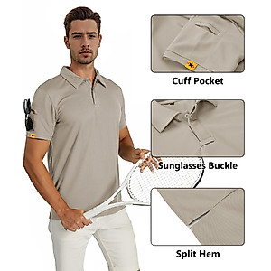 GEEK LIGHTING Mens Short Sleeve Polo Shirts Casual Collared T-Shirt for Golf Tennis Light Khaki XL