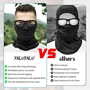 YALUYALU Half Balaclava Face Mask for Outdoor Sports, Windproof Neck Gaiter for Winter Ski,Breathable Cycling Hiking Running Bandanas for Men & Women (Black)