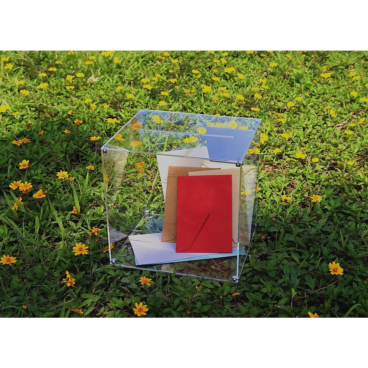 MaiiTiproll All Clear Acrylic Card Box, DIY Wedding Box with Your DIY Print, Assembly Box for Reception/Wedding Box/Party Graduation & Birthday Baby Shower Decorations(10x10x8.5)