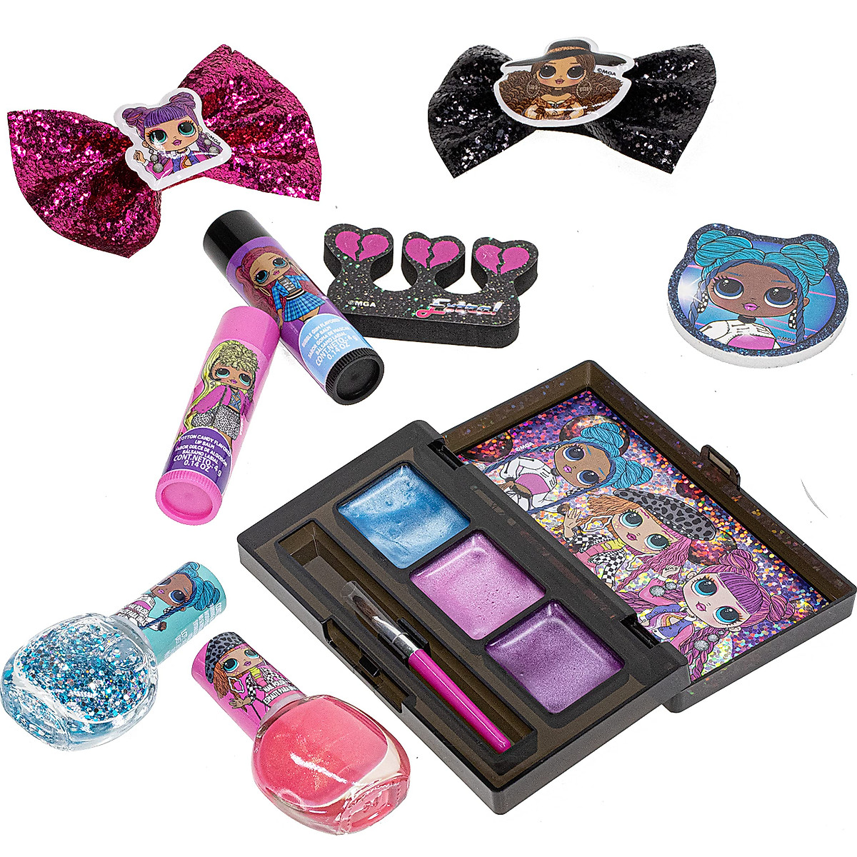 L.O.L Surprise! Townley Girl Backpack Cosmetic Makeup Set with Flip-up Mirror includes Lip Gloss, Nail Polish, Hair Bow & more for Kid Tweens Girls, Ages 3+ perfect for Parties, Sleepovers & Makeovers