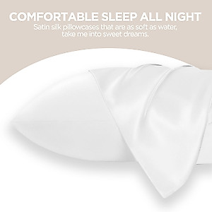 TSSPLUS Satin Pillow Cases Standard Size, White Pillow Cases, White Bed, Cooling Pillow, Soft Pillow, Similar to Silk Pillow Cases, Room Decor, Gifts for Women, Gifts for Men (Standard, Ivory)