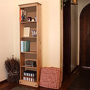 Furniture Dash - Narrow Bookshelf - Corner Shelf - Storage Cabinet - Laundry Room Organization - Shelves - 18.11" W, 7.87" D, 69.29" H - 24.21lb (Antique Brown)