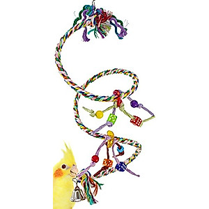 Bonka Bird Toys 1959 Small Charm Rope Boing Coil Swing Bird Toy Parrot cage pet Stand Perch Cockatiel Parakeet Play chew Aviary Bungee Accessories Colored Playground