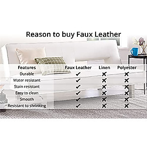 Naomi Home Astrid Futon Sofa Bed - Gray Faux Leather, Modern Style, 3-Position Reclining Mini Sofa/Bed with Chrome Legs, Small Couch for Bedroom Living Rooms, Office