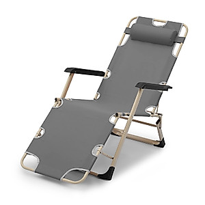 MoNiBloom Patio Folding Lawn Lounge Chairs Outdoor Lounger Camp Reclining Chair with Dilated Armrest and Adjustable Headrest for Poolside Backyard Beach, 330lbs Capacity